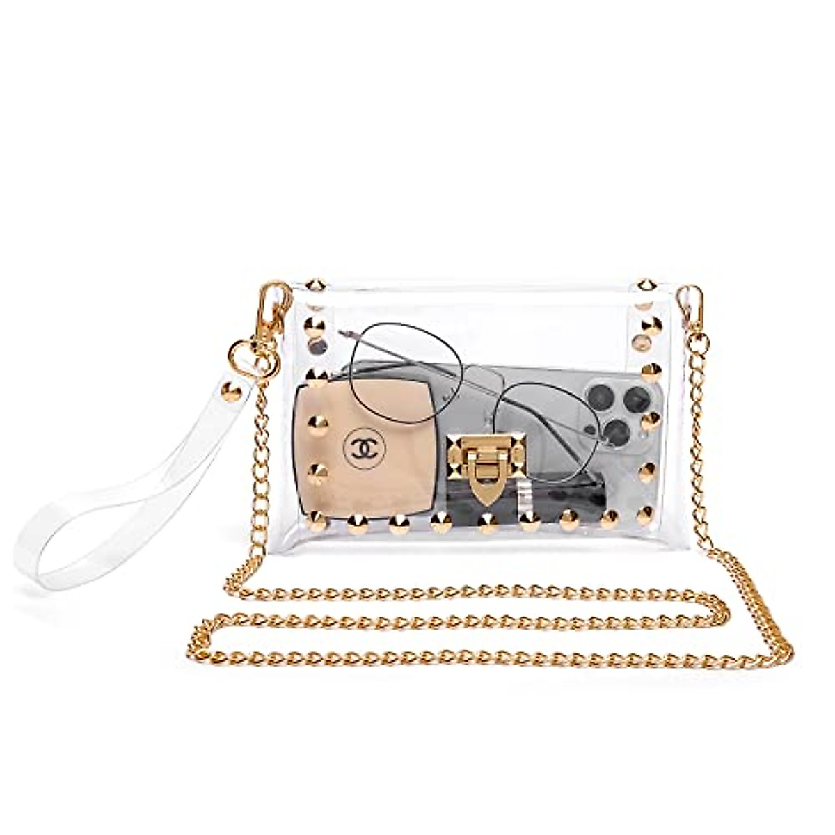 YikuStyle Clear Purse Stadium Approved,Small Clear Crossbody Bag for Women,Fashion See Through Clutch Shoulder Bag