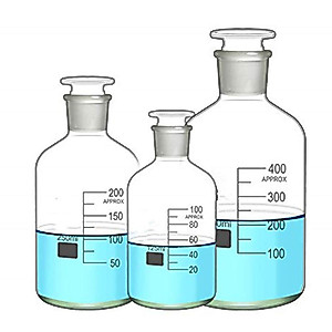 iplusmile Reagent Bottle Apothecary Jar, Glass Wide Mouth Reagent Bottle 125ml Capacity Laboratory Chemistry Sample Glass Bottle with Glass Stopper and Scale for Lab and Kitchen