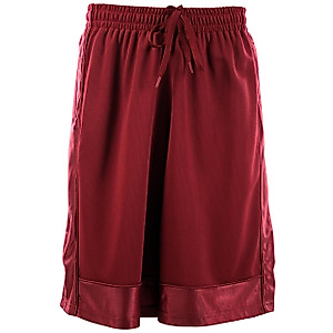 Mens Basketball Training Shorts with 3 Zippered Pockets (4X-Large, 409-Red)