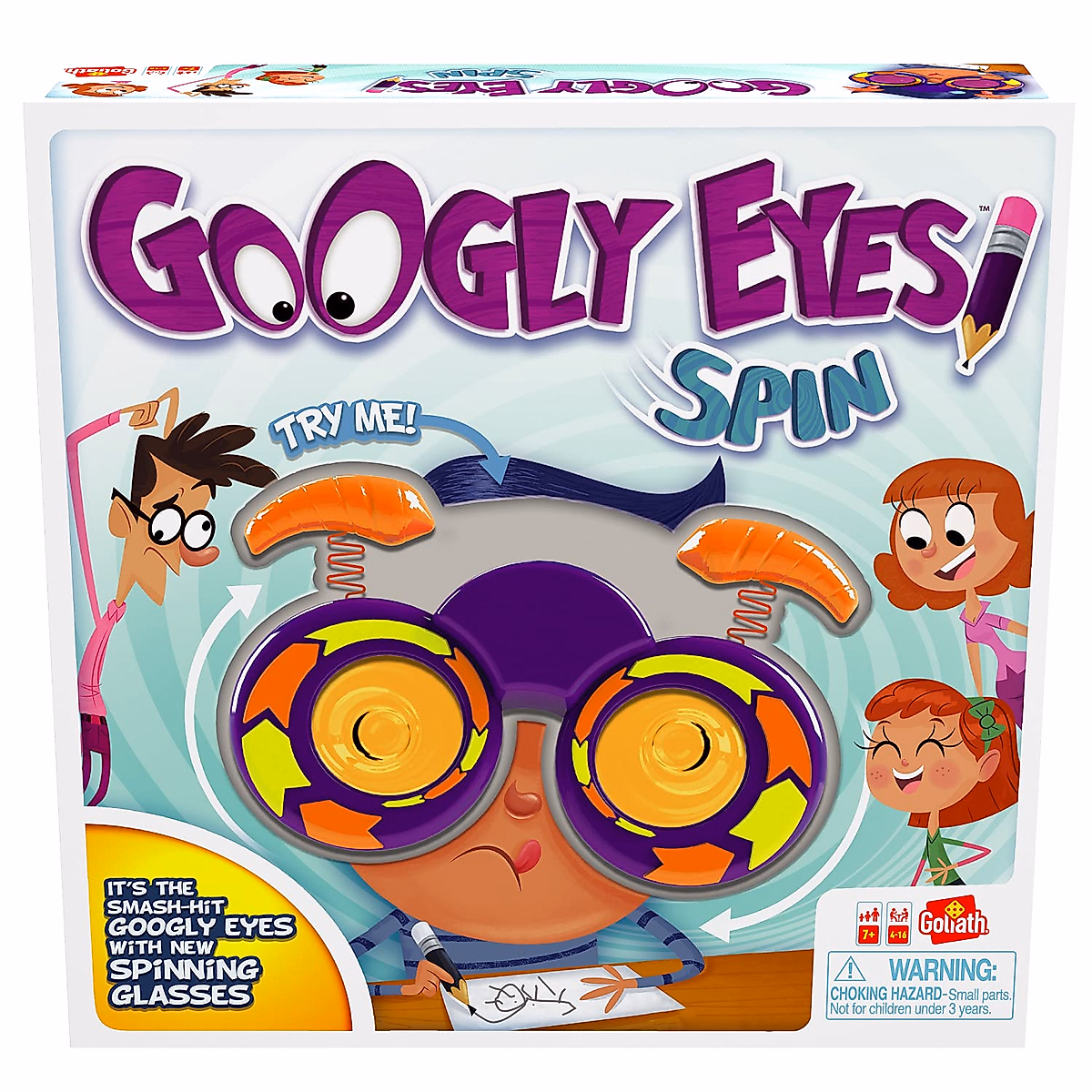 Googly Eyes Spin - The Classic Googly Eyes Family Drawing Game with Crazy, Vision-Altering Spinning Glasses by Goliath, Multi Color