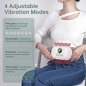 BAICIWE Portable Heating Pad, Menstrual Heating Pad with 3 Heat Levels and 4 Massage Modes, Fast Cordless Heating Pad Back or Belly Pain Relief Heating Pad for Women and Girl (White)