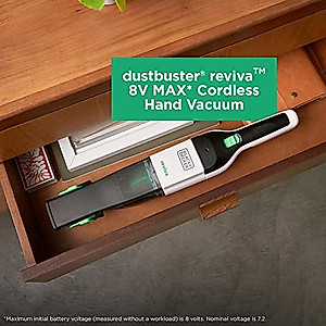 BLACK+DECKER 8V MAX reviva Handheld Vacuum, Cordless, Transparent Dustbowl (REVHV8J40)