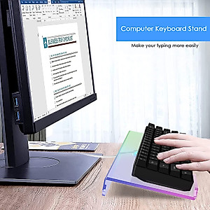 SELORSS Clear 366 Kinds RGB Acrylic Tilted Computer Keyboard Holder,PC Keyboard Stand Tray Holder for Easy Ergonomic Typing and Working at Home and Office Upgraded Version