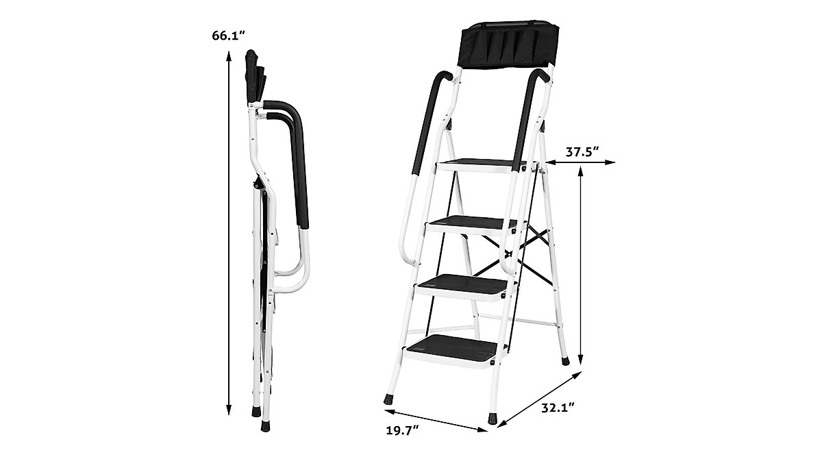 Sturdy 4-Foot Step Ladder with Safety Handrails