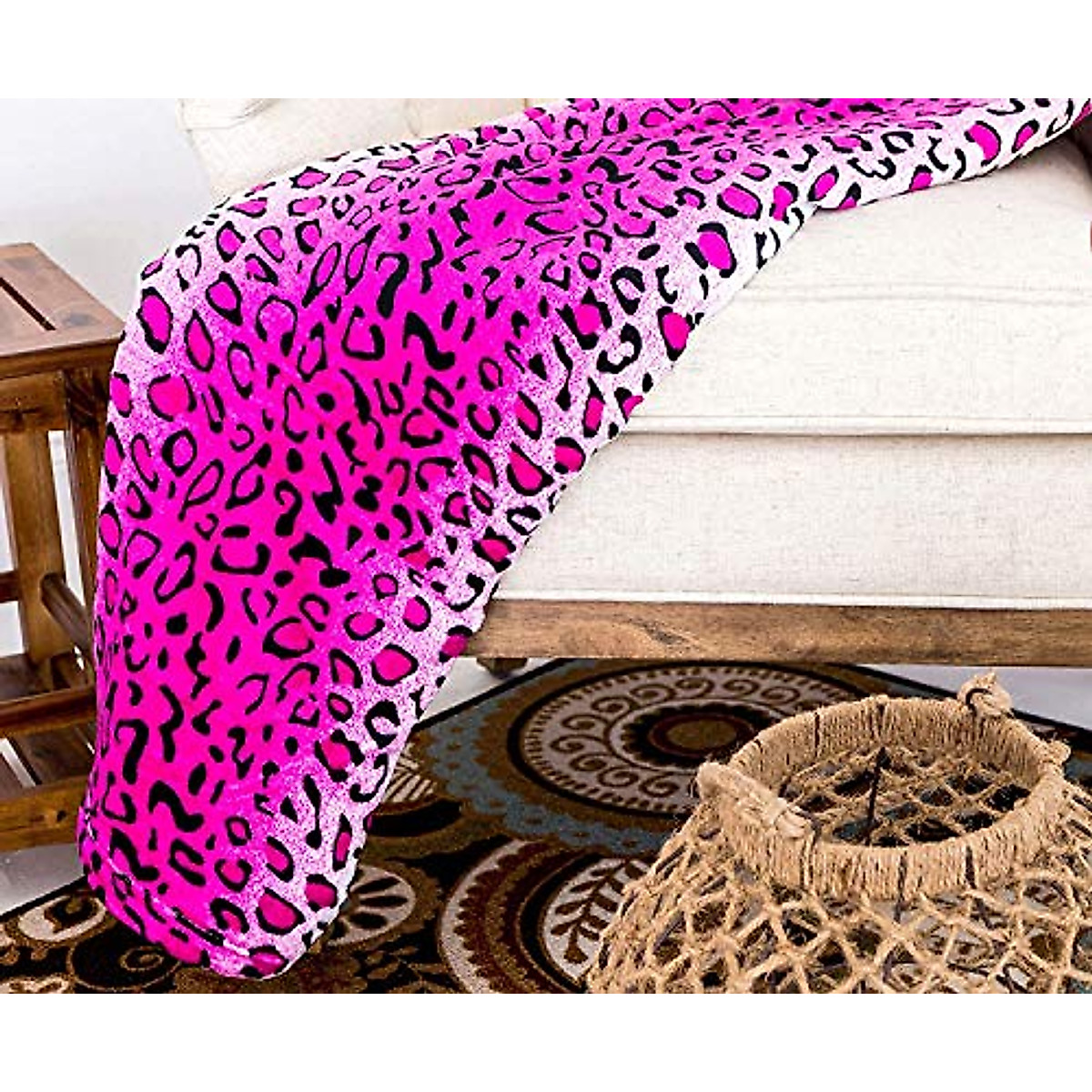 Home Must Haves Safari Animal Print All Season Extra Soft Warm Cozy Sofa Couch Throw Bed Premium Blanket (Queen, Pink Leopard)