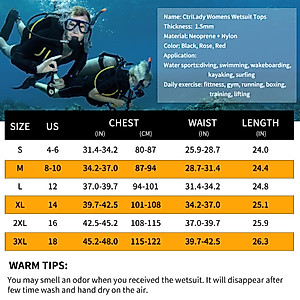 CtriLady Wetsuit Top Women Wetsuit Long Sleeve Jacket, Neoprene 1.5mm High-Necked Wetsuits with Front Zipper for Swimming Diving Surfing Boating Kayaking Snorkeling (Black 2, Large)