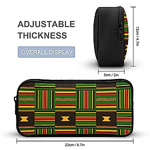 African Kente Cloth Tribal Print Teen Adult Pencil Case Large Capacity Pen Pencil Bag Durable Storage Pouch