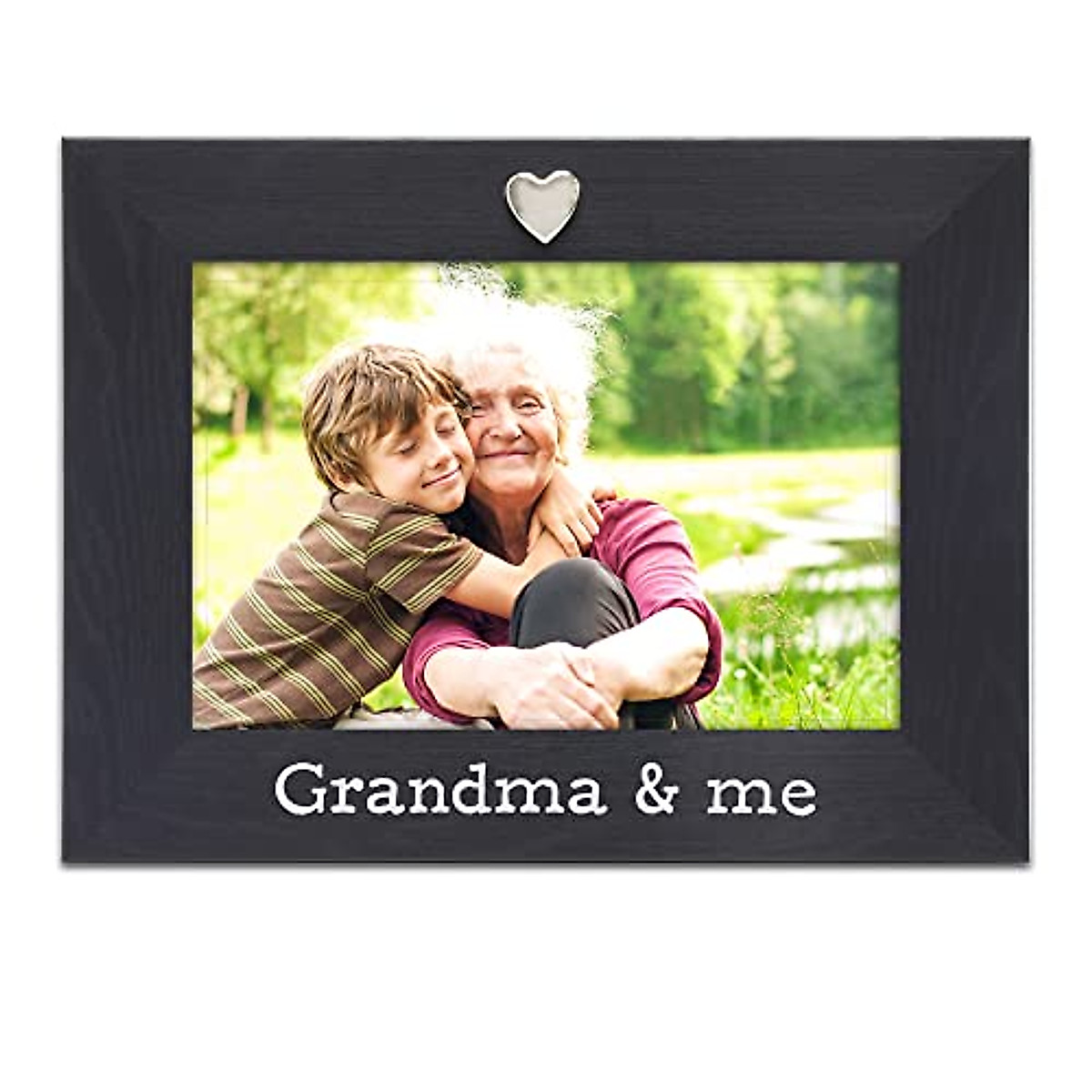 MIMOSA MOMENTS Silver Heart Black Grandma and me Picture Frame for 4x6 photo