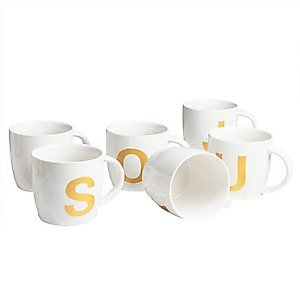 ZaH 16oz Coffee Mug Alphabet Ceramic Mug ABC Letter Cup for Women Men Boys Girls - Home Decoration Initial A-Z Mug (K)