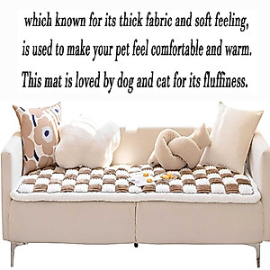 Waterproof Dog Blanket, Cream-Coloured Large Plaid Square Pet Mat Bed Couch Cover - Funny Fuzzy Couch Cover for Large Dogs - Pet Blanket and Bed Cover