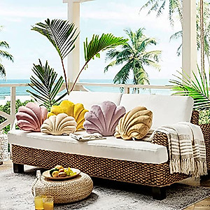 Ashler 3D Throw Pillows Shell Shaped Accent Throw Pillow , Soft Velvet Insert Included Cushion for Couch Bed Living Room, Pack of 1, Pink, 14 X 11 inches