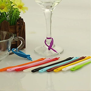 24 Pcs Drink Markers, Wine Glass Markers, Colorful Silicone Glass Markers for Drink Glass Bottle, Champagne Flutes, Martinis, Cocktail Glass, Party Supplies