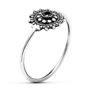 Black Onyx Delicate Ethnic Round Ring 925 Sterling Silver Gipsy vintage Boho Chic Jewelry (8)