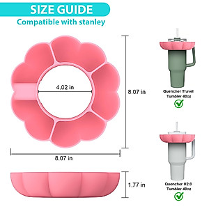 Aocoop Stanley Snack Tray, Snack Container for Stanley Tumbler 40 oz, 5 Compartment Reusable Snack Platters for Stanley Quencher Adventure (Pink)
