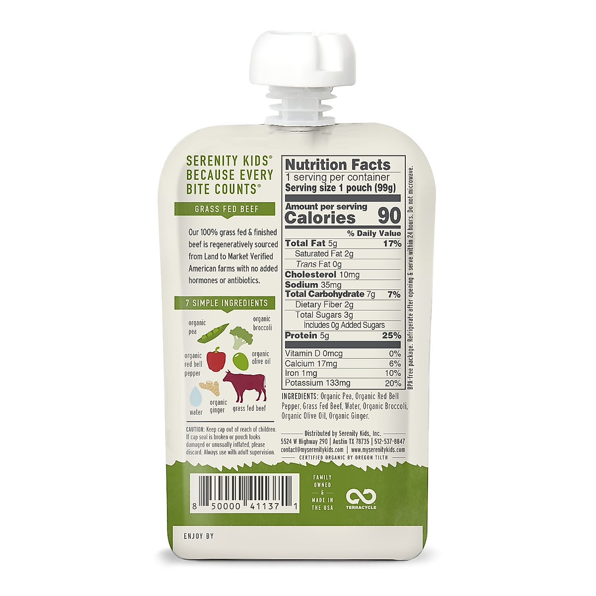 Serenity Kids Baby Got Beef Bundle | 6 Each of Grass Fed Beef, Beef & Ginger and Beef Pot Roast Pouches (18 Count)