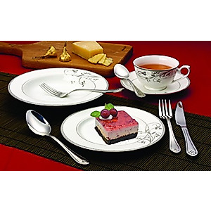 Lorenzo 57 Piece Elegant Bone China Service for 8 Viola Dinnerware Sets, Silver