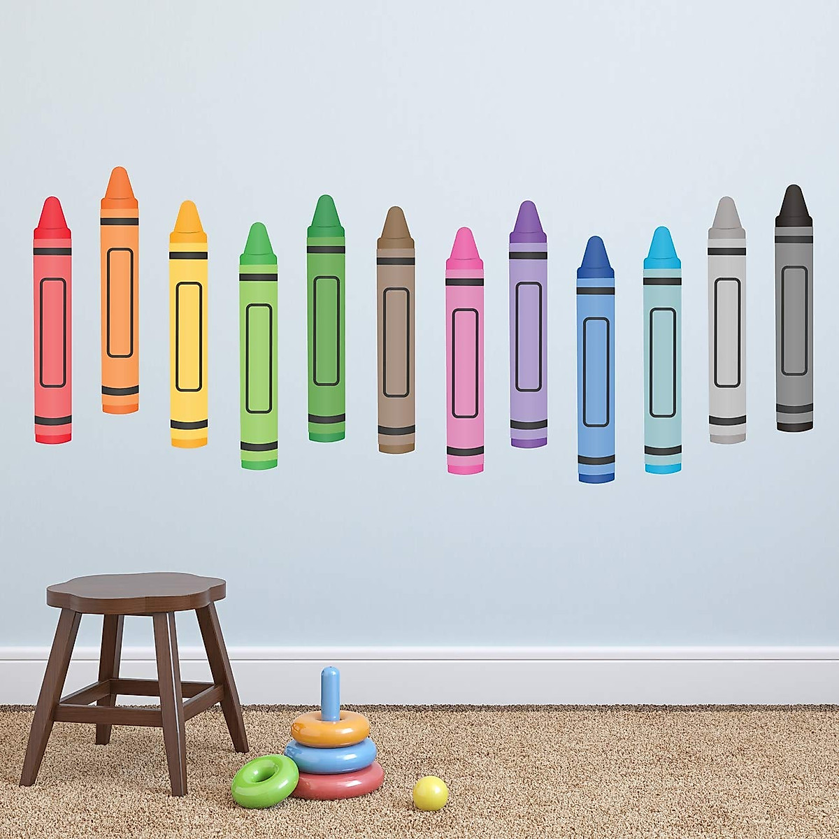 DECOWALL DW-1907 Colourful Crayons Kids Fabric Wall Stickers Wall Decals Peel and Stick Removable Wall Stickers for Kids Nursery Bedroom Living Room décor