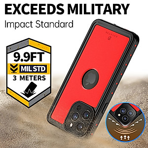 BEASTEK Waterproof Case for iPhone 13 Pro Max, NRE Series Shockproof Dustproof Underwater IP68 with Built-in Screen Protector Anti-Scratch Protective Cover, for iPhone 13 Pro Max (6.7'') (Red)