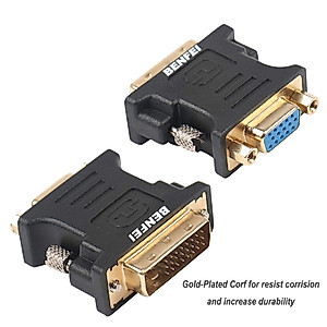 BENFEI DVI-I to VGA Adapter, 2 Pack DVI 24+5 to VGA Male to Female Adapter with Gold Plated Cord
