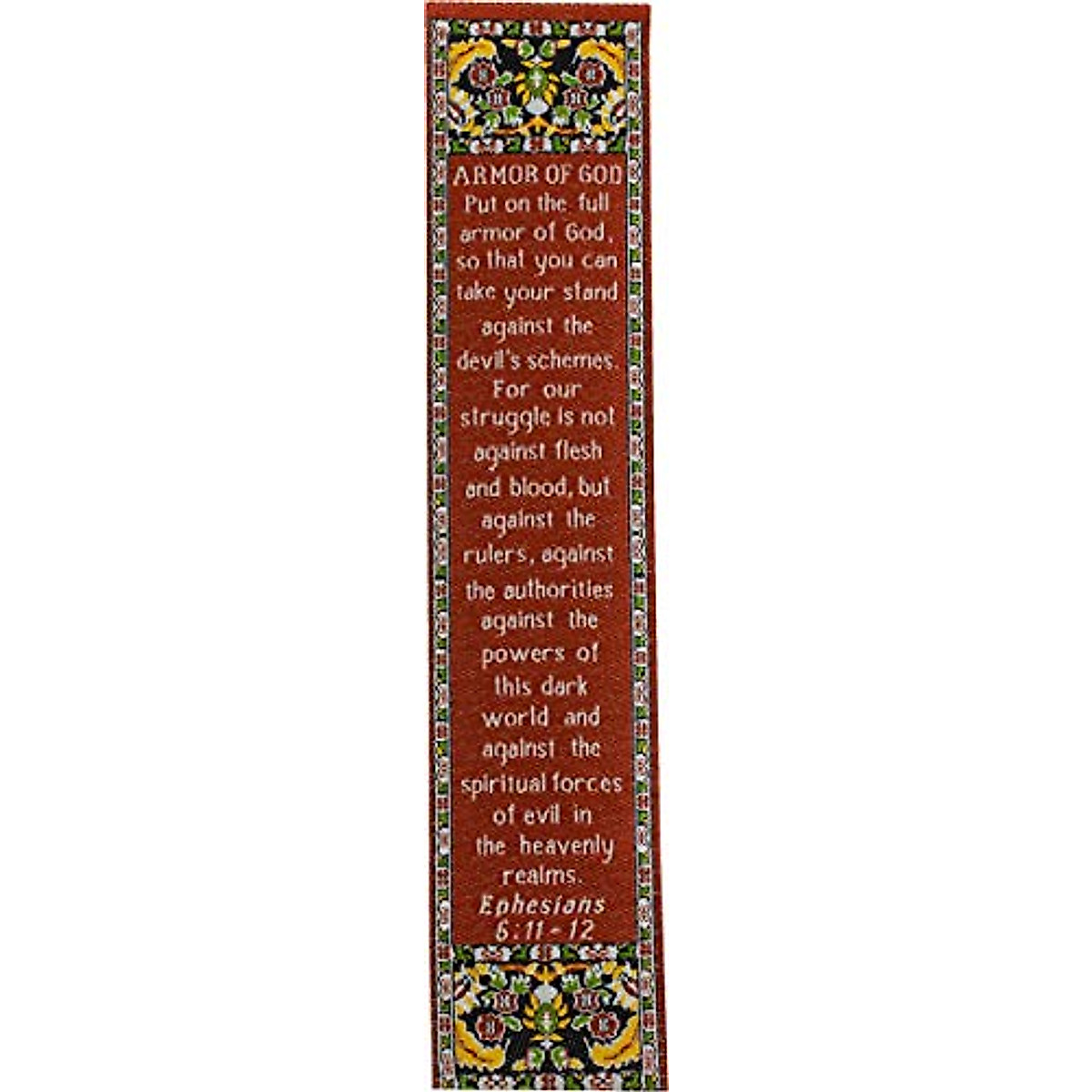 Armor of God, Bulk Pack of 4 Woven Fabric Bible Verse Bookmarks, Silky Soft & Flexible Religious Bookmarkers for Novels Books & Bibles, Memory Verse Gift, Traditional Turkish Woven Design