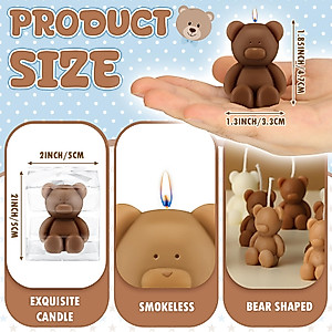 Hoolerry 30 Pcs Baby Shower Favors Bear Candles Favors with 30 Boxes Bear Shaped Candles Handmade Mini Bear Candles Bulk for Baby Shower Boys Girls Wedding Gender Reveal Party Guest (White, Brown)
