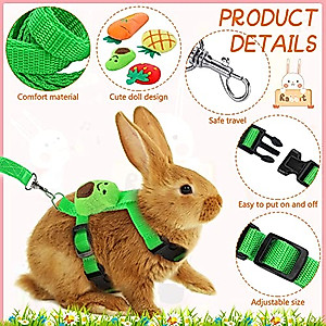 4 Sets Adjustable Bunny Rabbit Harness and Leash Set Small Pet Cute Vest Harness Leash Ferret Harness Guinea Pig Harness Ferret Leash with Decorations for Bunny Kitten Puppy, Small Pets (Fruit)