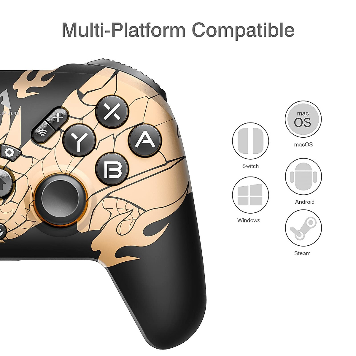 AKNES Monster Hunter Rise Switch Pro Controller, Wireless Bluetooth Gamepad for Switch/OLED Switch/Switch Lite/PC, with NFC Wake-up Function,Support Amiibo Motion Control Turbo Vibration