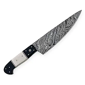 Professional Handmade Chef kitchen Knife 12 Inch Genuine Damascus Kitchen Cutlery Knife Damascus Steel Cutting Vegetable Meat Cleaver Kitchen Damascus Chef Knife, Great Gift CHF-29