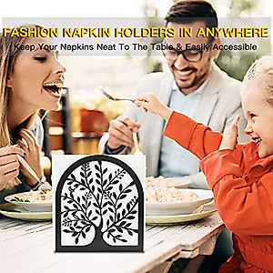 Fobule Napkin Holder for Tables, Vintage Metal Freestanding Tissue Dispenser, Black Cast Iron Vertical Tabletop Paper Napkin Holder Stand for Dinner Home Kitchen Restaurant Picnic Party (Tree of Life)