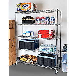 Seville Classics UltraDurable Heavy Duty NSF Solid Steel Wire Rack Storage Unit Organizer for Garage, Warehouse, Office, Restaurant, Classroom, Kitchen, 5-Tier Shelving, 60" W x 18" D