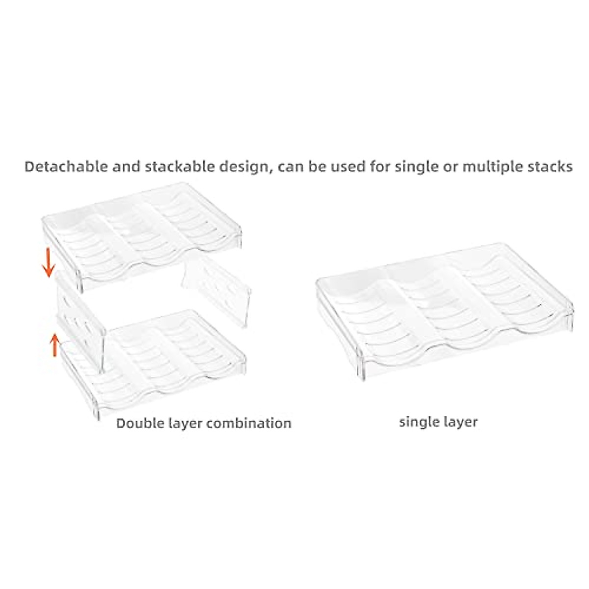 IEEK Plastic Stackable Bottle Storage Holder Rack,Free-Standing Water Bottle/Wine and Drink Organizer Shelf for Kitchen Cabinet,Fridge,Countertop,Pantry,Freezer,2 PackX3 Bottles,Clear