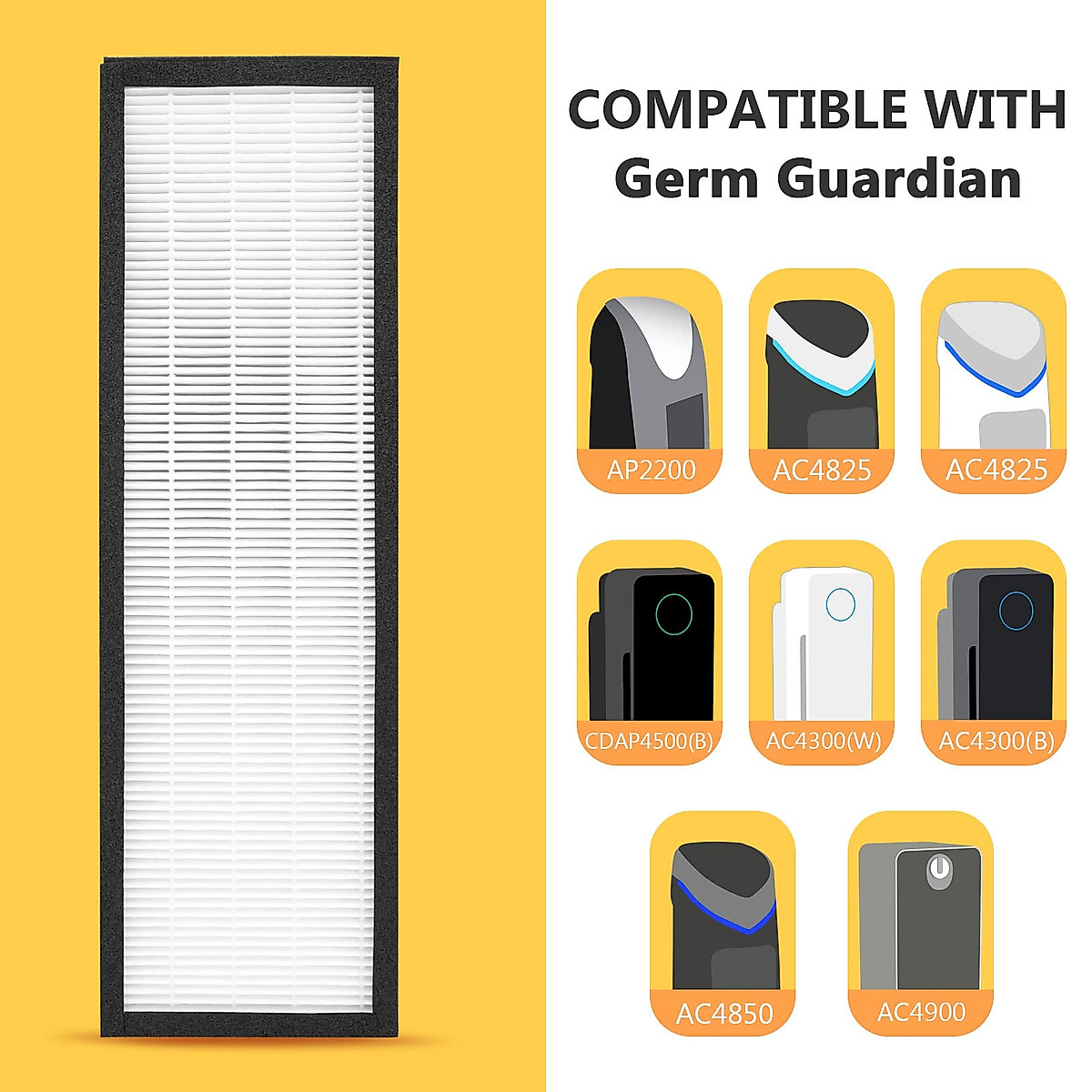 FCFMY 4 Packs FLT4825 True HEPA Filter B Replacement Compatible with AC4825 AC4300 AC4800 AC4900 AC4850, 4 HEPA Filter and 6 Carbon Pre Filters