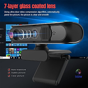 SYVI Webcam,HD 1080P Webcam USB Webcam Play and Plug Streaming Webcam Desktop and Laptop,for Video Call Streaming Meeting Gaming Online Classroom,Black