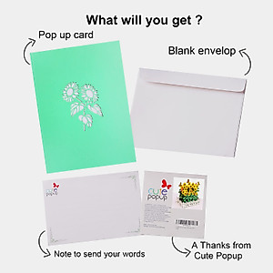 CUTE POPUP - Happy Birthday Pop Up Card with Beauty of Sunflower Design, Pop Up Cards Thinking Of You, Get Well Soon Card, Wonderful Sunflower Card for Mom, Grandparents, Daughter on any Occasion