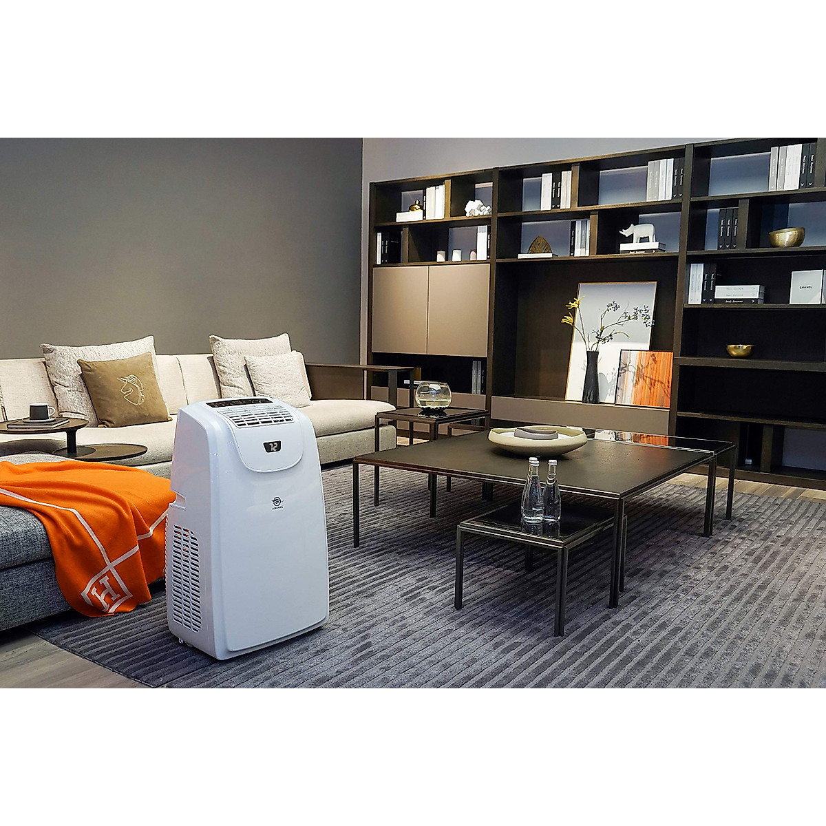 AireMax Portable Air Conditioner and Heater with Remote Control | For Rooms up to 500 Sq.Ft. | 24H Timer | Auto Restart | Wheels | LED Display | 4 Modes | White | APE514H