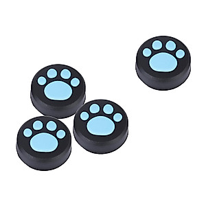 Hakeeta 4 PCS Replacement Cute Cat's Paw Silicone Controller Joystick for PS3/PS4 Thumb Stick Joystick Grips for Switch Pro/PS4/PS3/ONE/360 Handle 4 Colors (Blue)