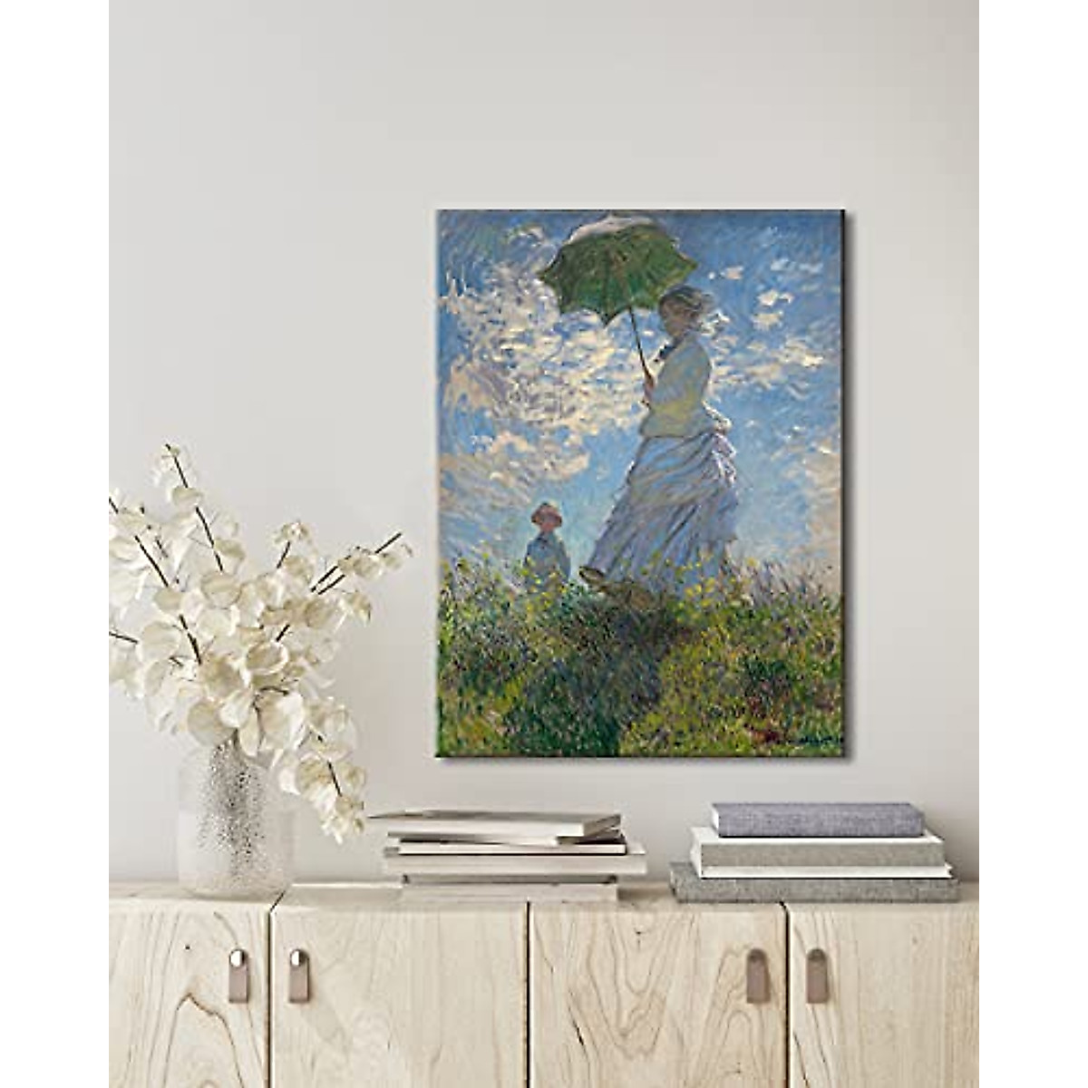 Wieco Art Woman with a Parasol Madame Monet and Her Son Canvas Prints Wall Art of Claude Monet Famous Classic Oil Paintings Reproduction People Landscape Pictures Artwork for Home Office Decorations
