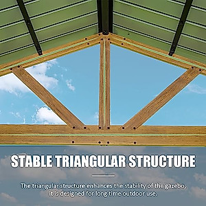 Domi 12'x14' Hardtop Gazebo,Outdoor Permanent Gazebo with Galvanized Steel Gable Roof and Wood Grain Aluminum Frame, Metal Pavilion Gazebo for Patio, Backyard, Deck and Lawns
