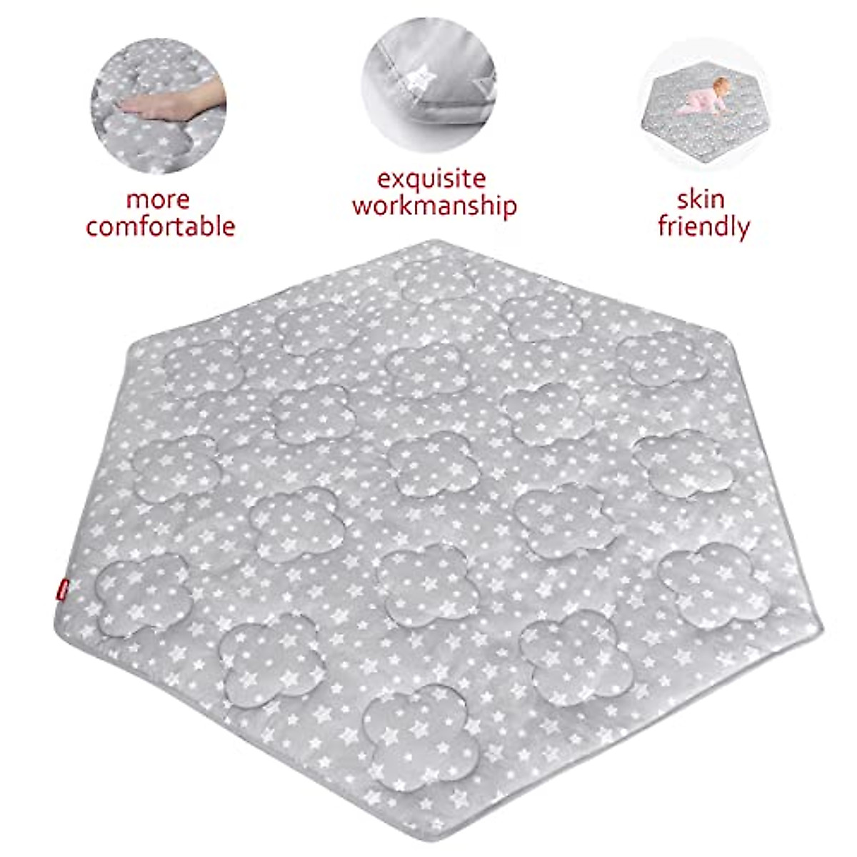 Hexagon Playpen Mat Fit for Evenflo Versatile Play Space, One-Piece Baby Extra Large Play Mat Thick Baby Crawling Mat for Babies, Toddlers, Six Pannel Playpen, 33 Inch Each Side