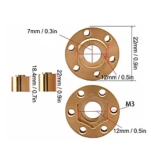 4 Pcs Brass Wheel Hex Hub Adapter RC Car Crawler Widen Adapter for 1/10 RC Crawler 1.9 2.2in VP Wheels Rims (22mm)