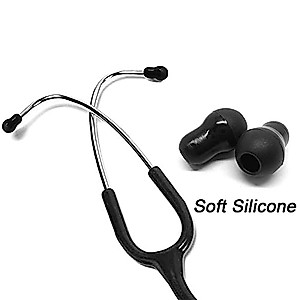 Silicone Ear Tips Earbud Replacement for Littmann Stethoscopes - Comfortable Fit Littman Ear Tips Replacement，Stethoscope Ear Pieces,Cardiology IV Parts & Littmann Earplugs Stethoscope Parts (black)