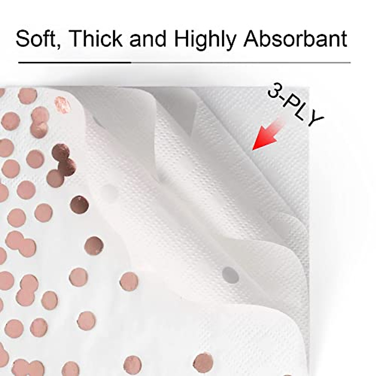 100-Pack Rose Gold Paper Cocktail Napkins for Party, 3 ply Luxury Beverage Napkins for Parties, Events and Family Gatherings Folded 5 x 5 Inches (ROSE)