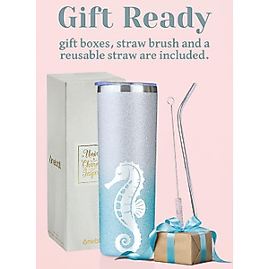Onebttl Seahorse Gifts, Seahorse Lovers Present, Seahorse Pattern Goods, Christmas, Birthday, Valentine's Day, Couples, 20oz Stainless Steel Tumbler, Gift with Lid, Insulated, Vacuum Insulated
