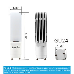 Silverlite 12w LED PL Bulb GU24 Base,26w CFL Equivalent,1100LM,Warm White(3000k),120-277V,Horizontal Recessed,180°Rotatable,UL Listed