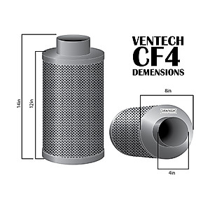 VenTech 4" x 12" 210 CFM Carbon Charcoal Ordor Control Filter