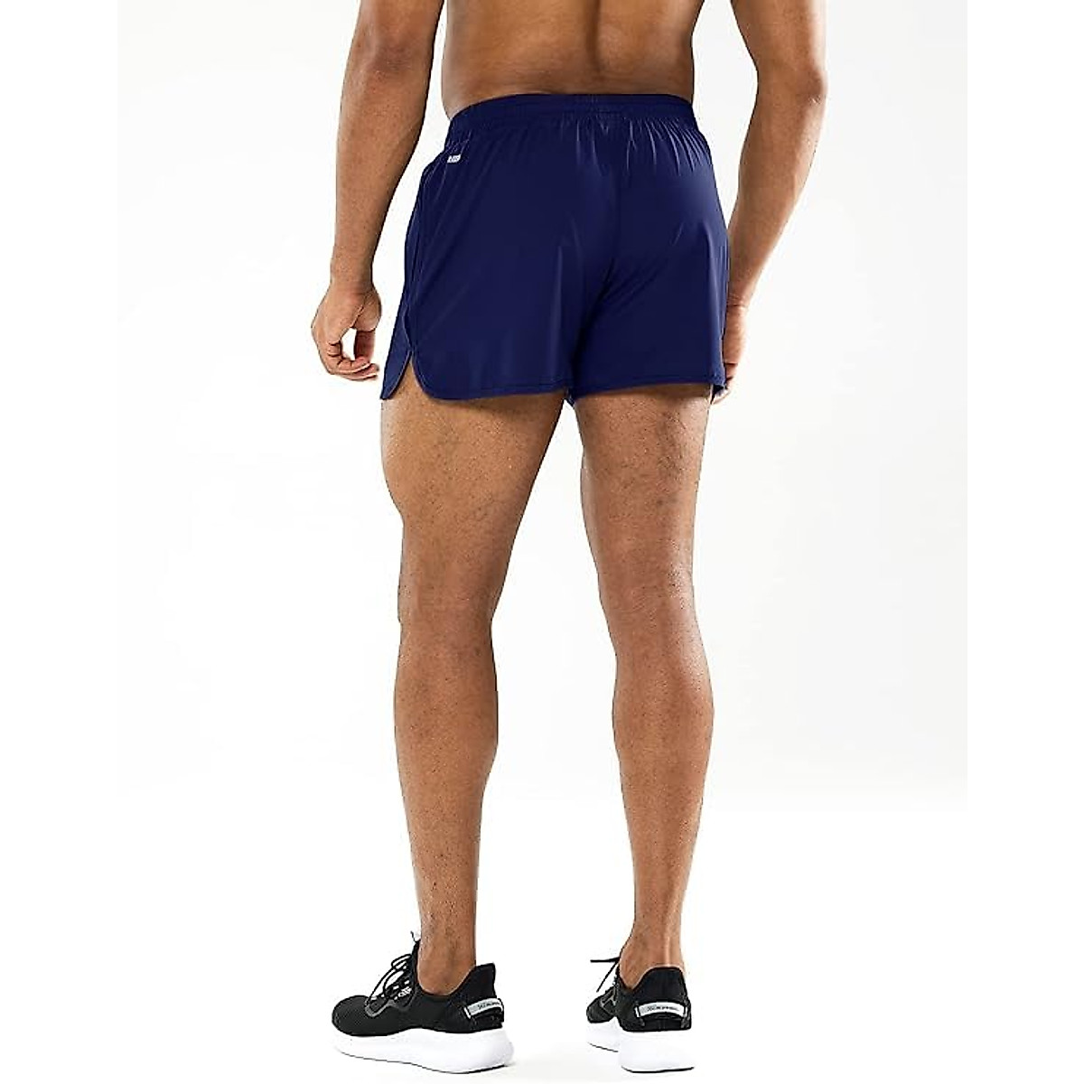 MIER Men's 3 Inches Athletic Running Shorts Built-in Liner Water Resistance Cool Dry Gym Exercise Jogging Track Shorts Zippered Pockets Navy M