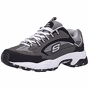 Skechers Sport Men's Stamina Nuovo Cutback Lace-Up Sneaker,Charcoal/Black,11.5 M US