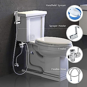 Handheld Bidet Sprayer for Toilet, Hand held Stainless Steel Toilet Bidet Sprayer Kit, Hose with Anti-Leak Hose&High Pressure, for Personal Hygiene, Toilet Clean (A)