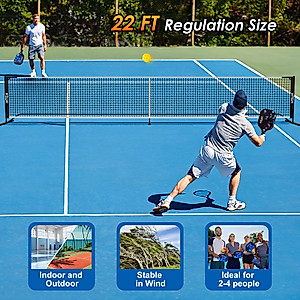 MTEN Pickleball Net, Portable Pickleball Net for Driveway, 22 FT USAPA Regulation Size, Steady Metal Frame, with Carrying Bag for Backyards, Driveways, Outdoor Indoor