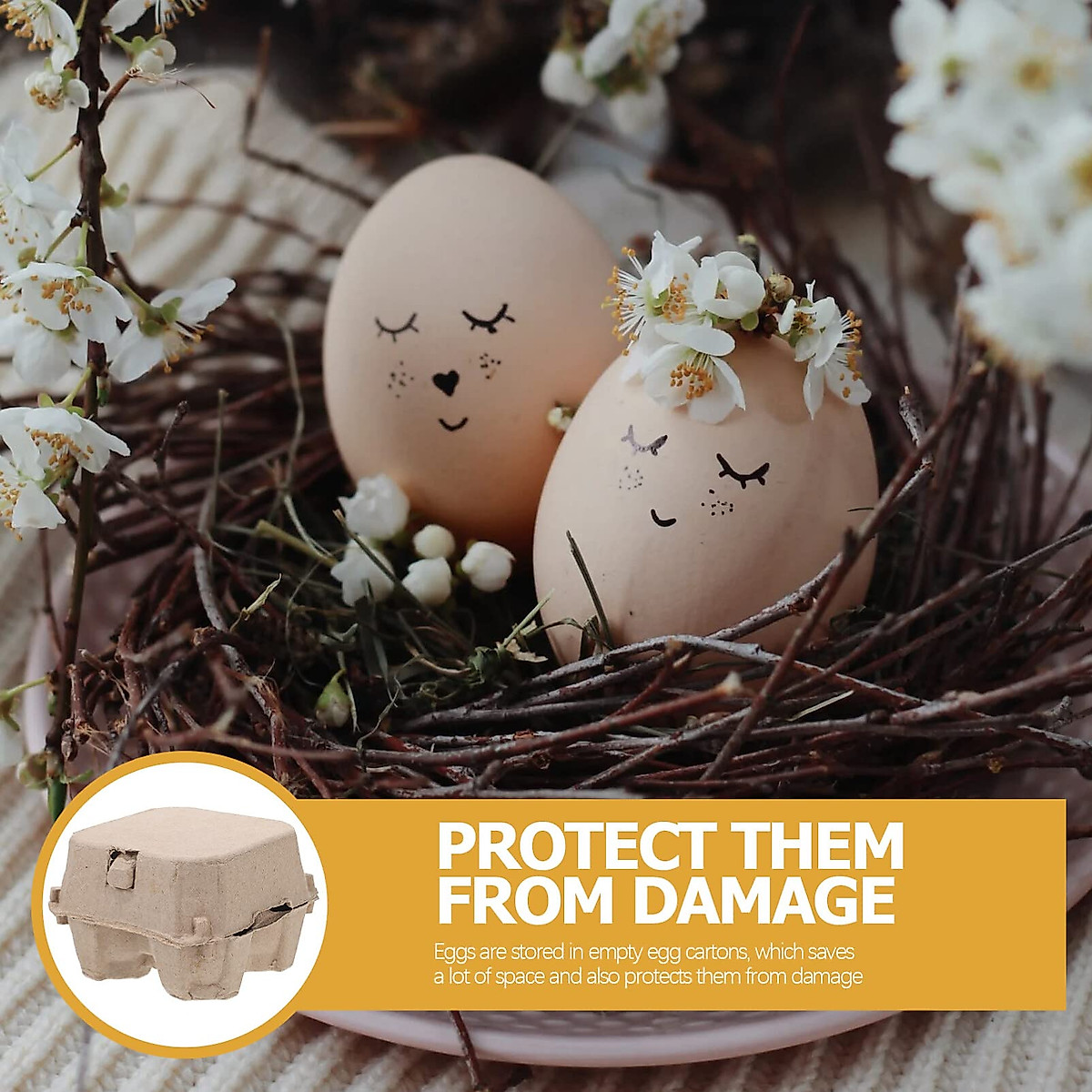 Zerodeko 100 pcs pulp egg tray egg paper carton egg carton for farm pulp paper egg tray egg transport holder egg holder for refrigerator mini eggs empty egg carton blank packing supplies